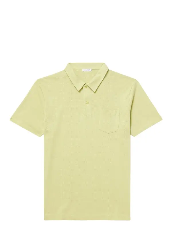 Sunspel Riviera Slim-fit Supima Cotton-mesh Polo Shirt - Green