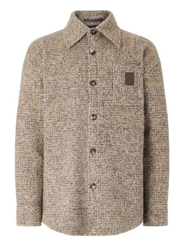 Loewe Logo-appliquéd Brushed Knitted Overshirt - Neutrals