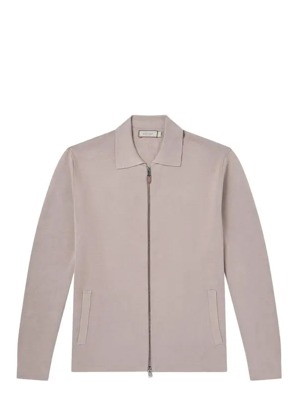 Canali Cotton And Modal-blend Zip-up Cardigan - Neutrals