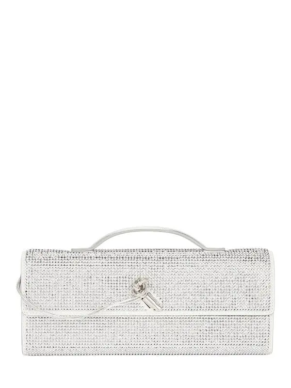 Bottega Veneta Andiamo Crystal Clutch - White Moonlight & Silver
