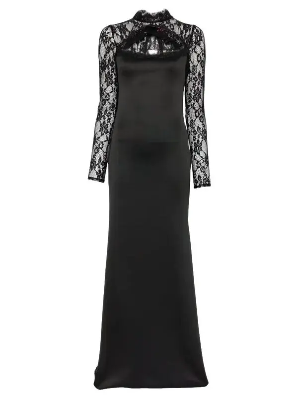 MIAU BY CLARA ROTESCU Lace Panel Maxi Dress - Black