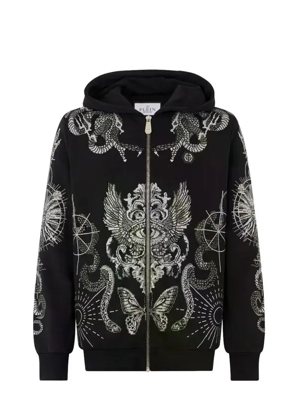 Philipp Plein Long-sleeve Zip-front Hoodie - Black