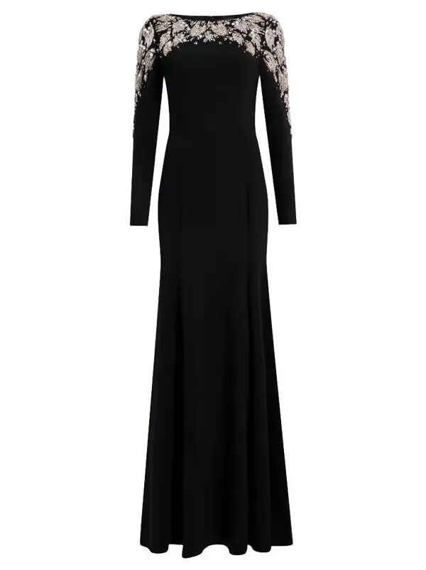 Jenny Packham Kelly Embellished Long-sleeve Maxi Dress - Black