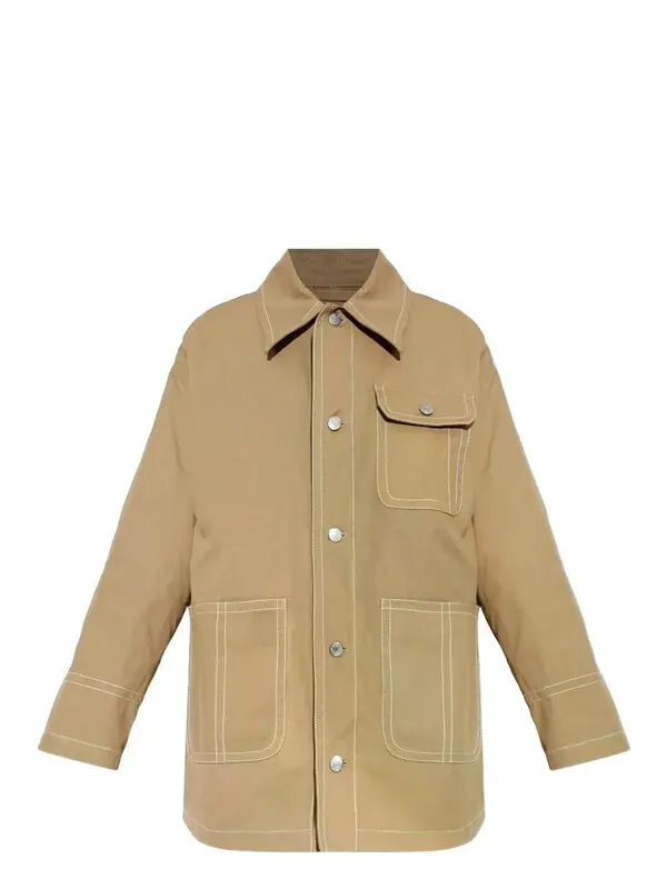 AMI Paris Contrast-stitching Overshirt - Neutrals