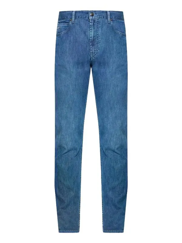 Emporio Armani Slim Fit Logo Plaque Jeans - Blue