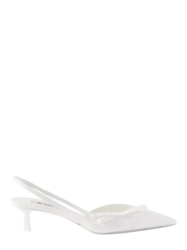 Prada Patent Leather Slingback Pumps With Bow Detailing - White
