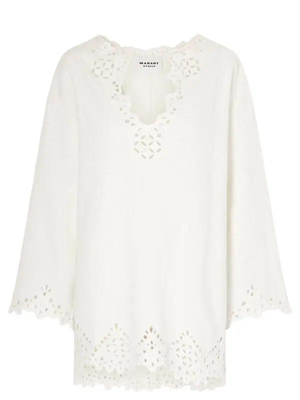Isabel Marant Sherazade Scalloped Broderie Anglaise Cotton Mini Dress - White