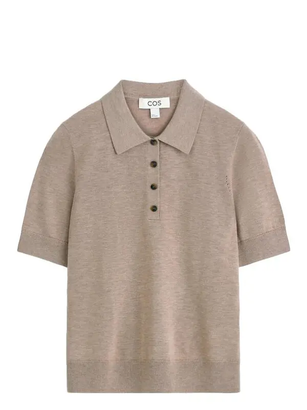 Cos Shrunken Wool-blend Polo Shirt - Beige