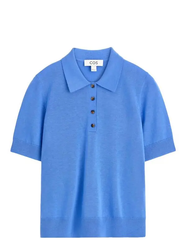 Cos Shrunken Wool-blend Polo Shirt - Blue
