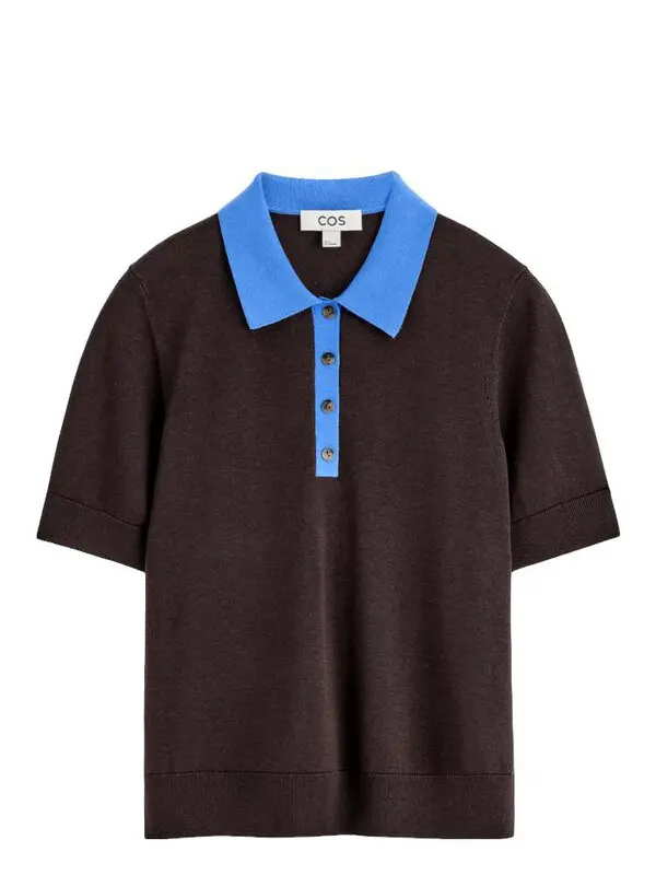 Cos Wool-blend Polo Shirt - Brown