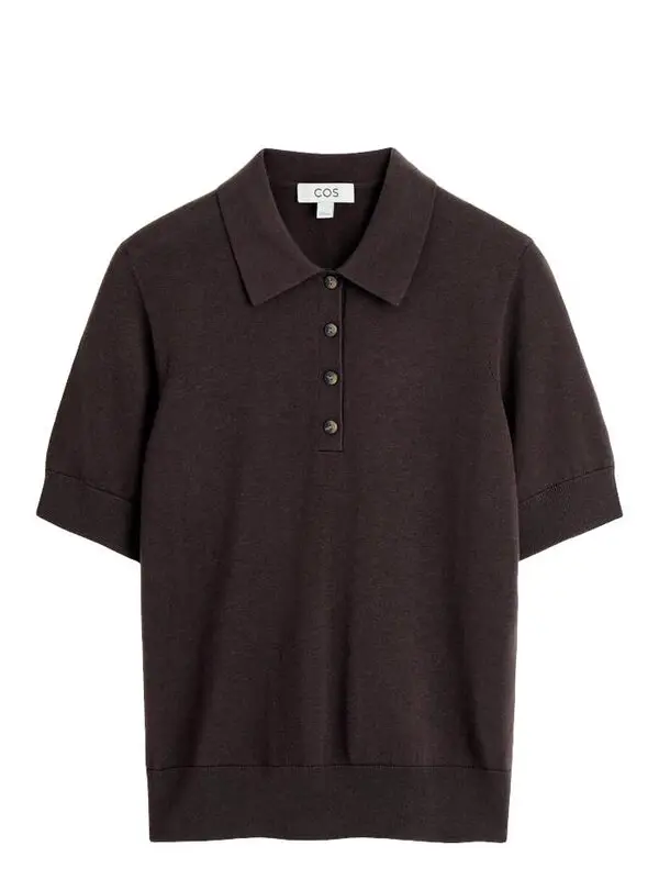 Cos Shrunken Wool-blend Polo Shirt - Brown