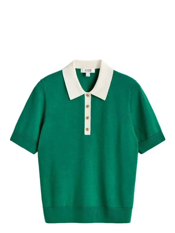 Cos Shrunken Wool-blend Polo Shirt - Green