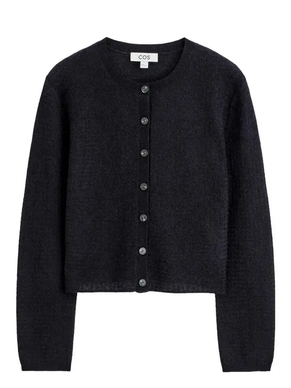 Cos Zigzag-knit Mohair-blend Cardigan - Navy