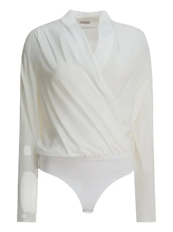 Brunello Cucinelli Silk Crepe De Chine Bodysuit - White