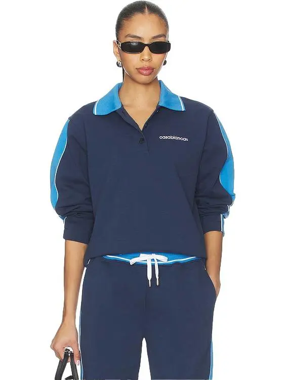 Casablanca Punto Polo Collared Sweatshirt - Navy
