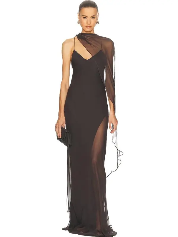 THE SEI Cape Cami Slit Gown - Carbon