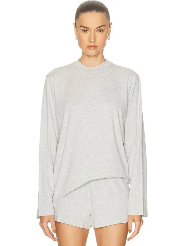 SKIMS Boyfriend Long Sleeve T-shirt - Light Heather Grey