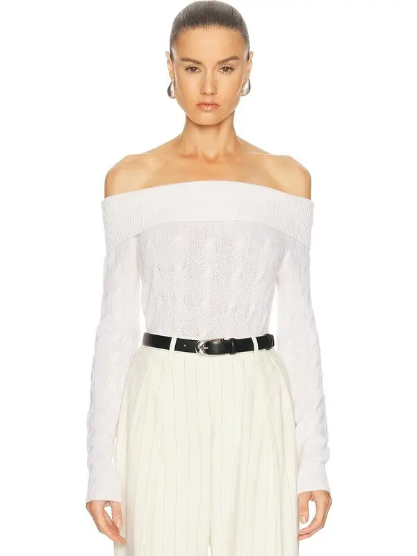 Ralph Lauren Off-the-shoulder Cashmere Knit Top - Lux Cream