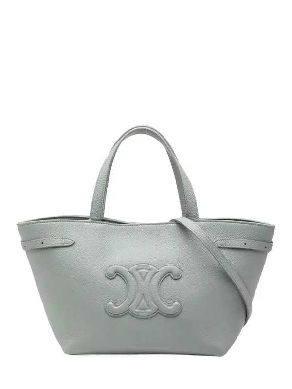 Celine 2024 Mini Grained Calfskin Cuir Triomphe Cabas Anais Tote - Grey