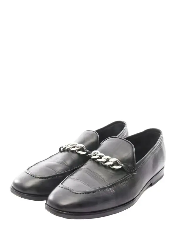 JIMMY CHOO 2000s Chain Leather Loafers - Black