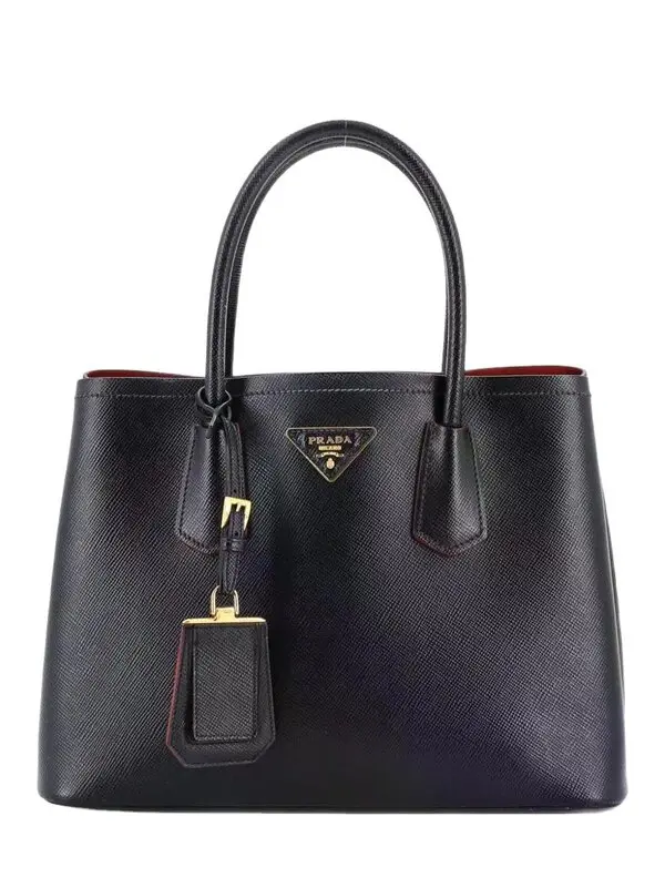 Prada Cuir Double Saffiano Leather Small Tote Bag - Black
