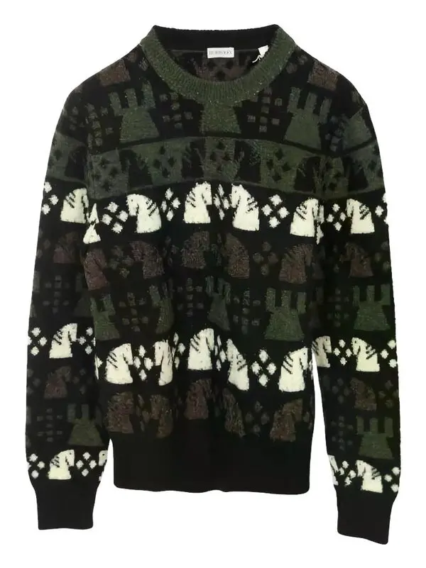 Burberry Crew-neck Horse Pattern Sweater - Black