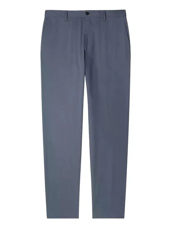 Paul Smith Button-fly Organic Cotton-blend Trousers - Blue