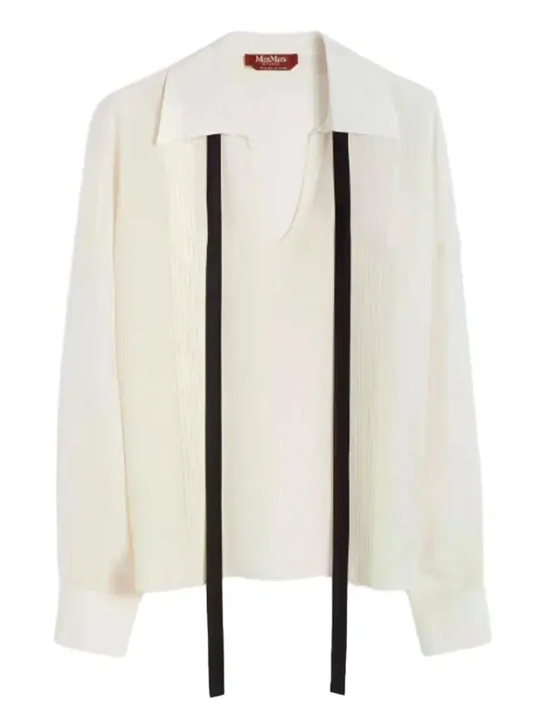 Max Mara Tie-detail Pleated Shirt - Neutrals