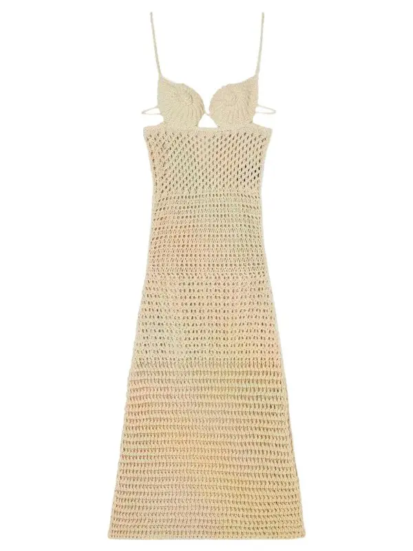 Alanui Crochet Knit Midi Dress - Neutrals