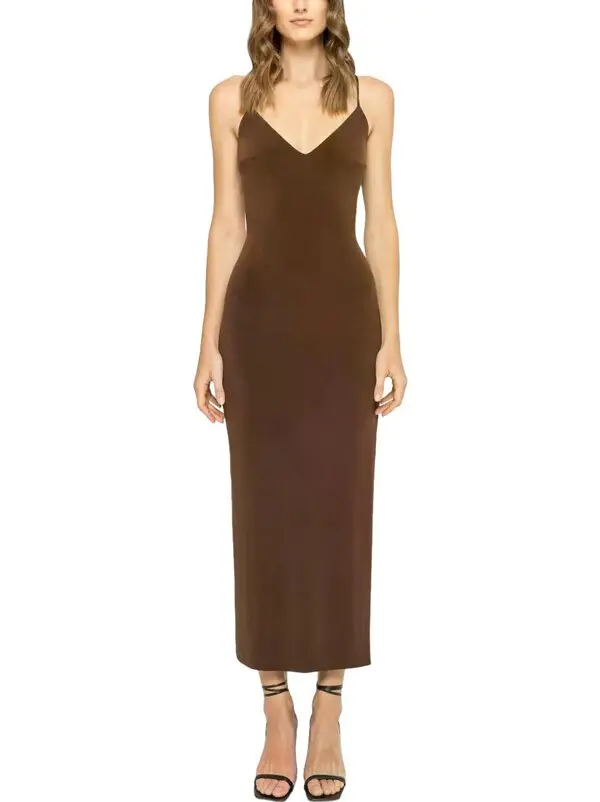 NISSA Open-back Midi Dress - Brown