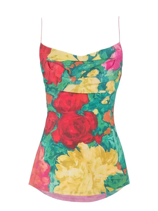 Balmain Floral Print Tank Top - Green