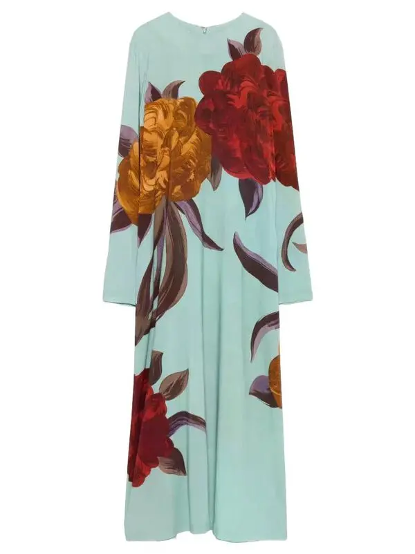 La DoubleJ Sablé Peony Placée Floral-print Maxi Dress - Blue