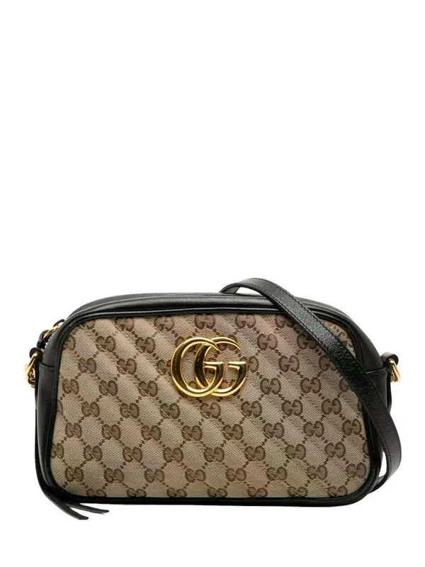 Gucci Small Gg Marmont Matelassé Canvas And Leather Crossbody Bag - Brown