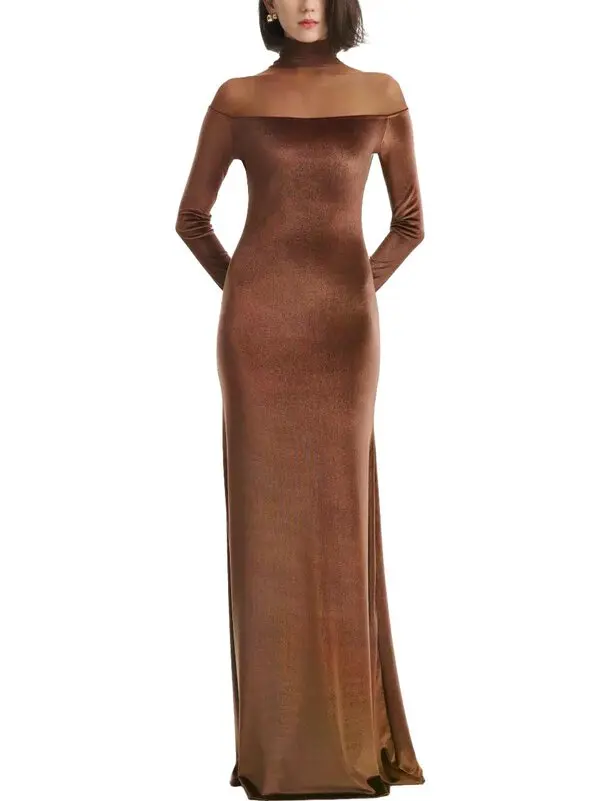 2310 STUDIO Roll-neck Maxi Dress - Brown