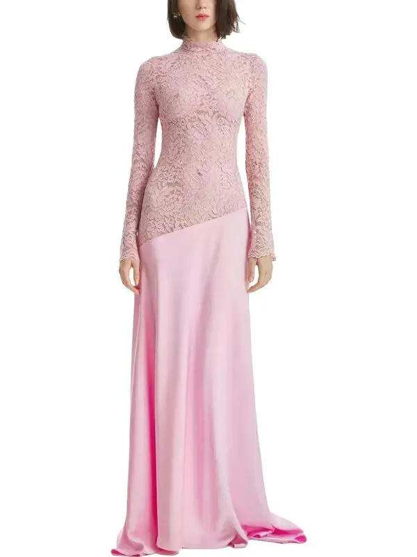 2310 STUDIO Lace Long-sleeve Maxi Dress - Pink