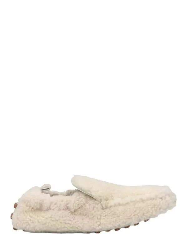 TOD'S Shearling Loafers With Pebble Detailing - Neutrals