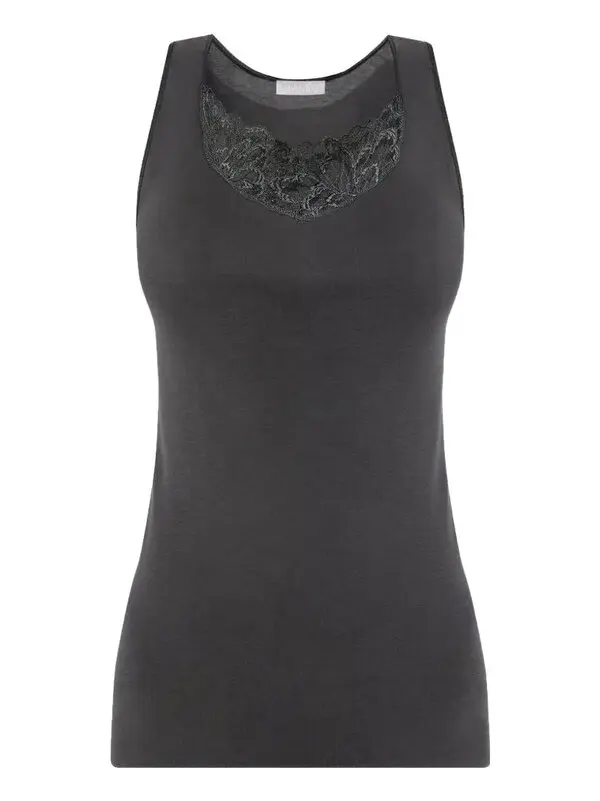 Hanro Lace-trim Tank Top - Grey
