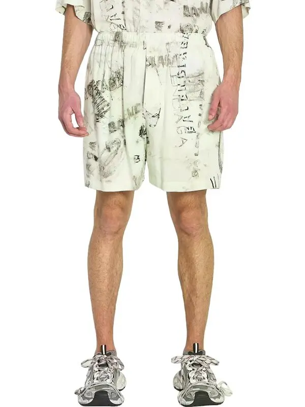 Balenciaga Printed Pyjama Shorts - Neutrals