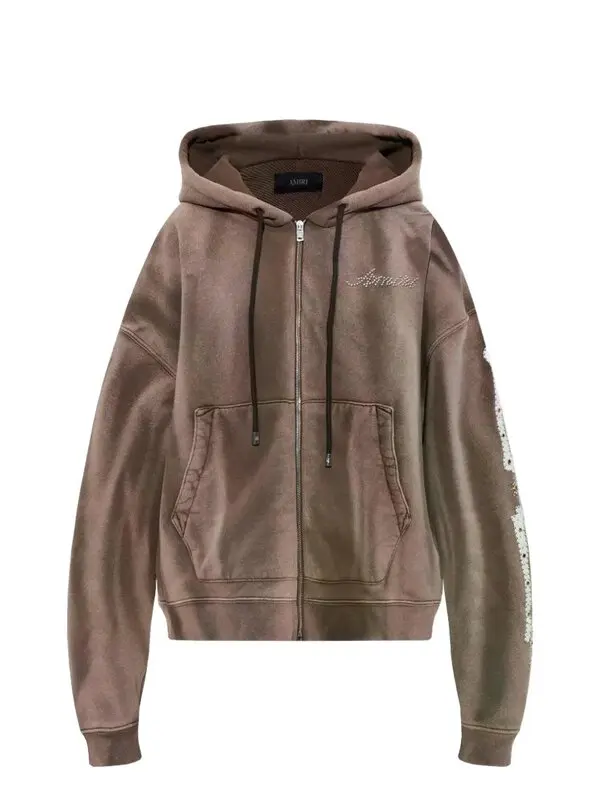Amiri Embellished Zip-up Sweatshirt - Brown