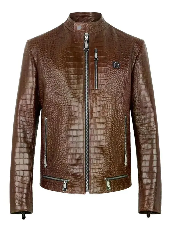 Philipp Plein Zip-fastening Leather Jacket - Brown