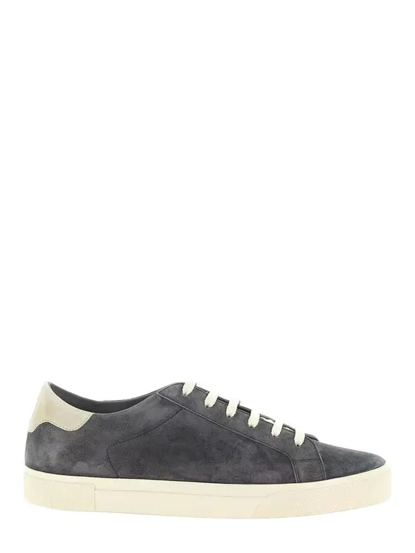 Brunello Cucinelli Suede Embossed-logo Sneakers - Grey