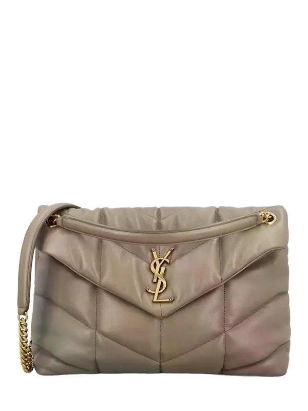 Saint Laurent Medium Puffer Bag In Lambskin Leather - Neutrals