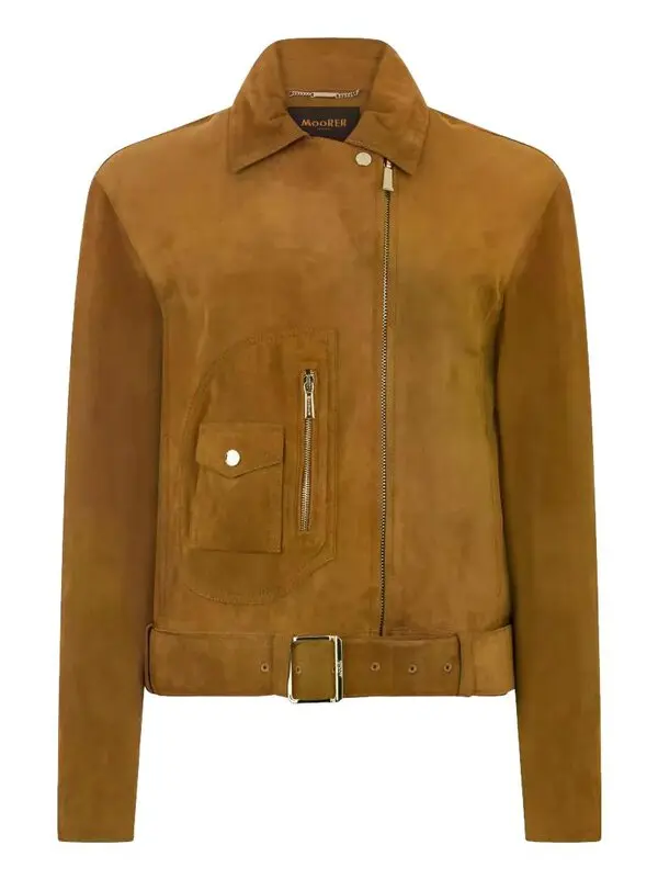 MOORER Suede Jacket - Brown