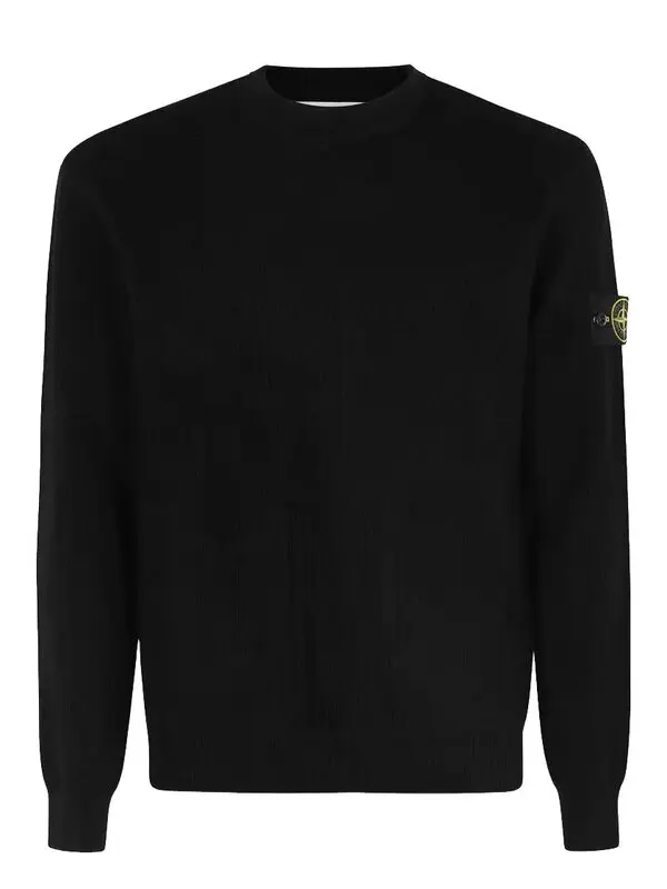 Stone Island Ribbed Crew-neck Sweater - Black