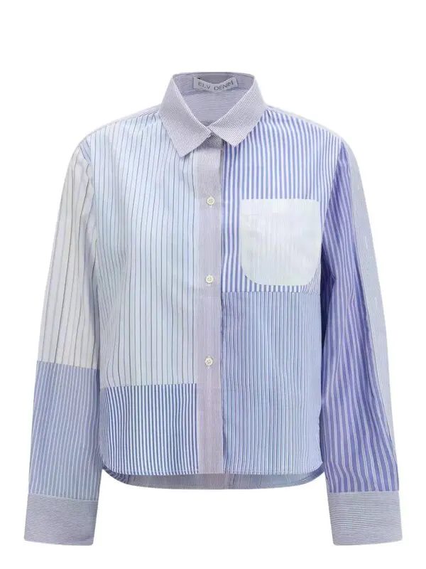 E.L.V. DENIM Emilie Striped Pocket Shirt - Blue