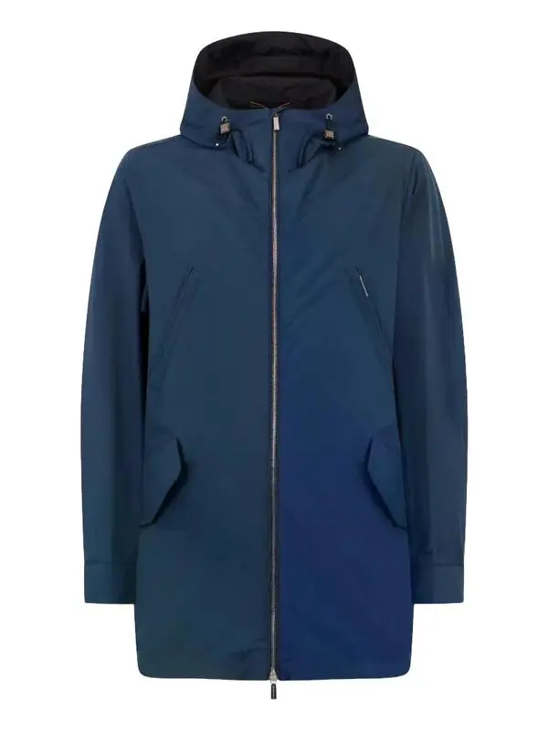 MOORER Hooded Windbreaker Jacket - Blue