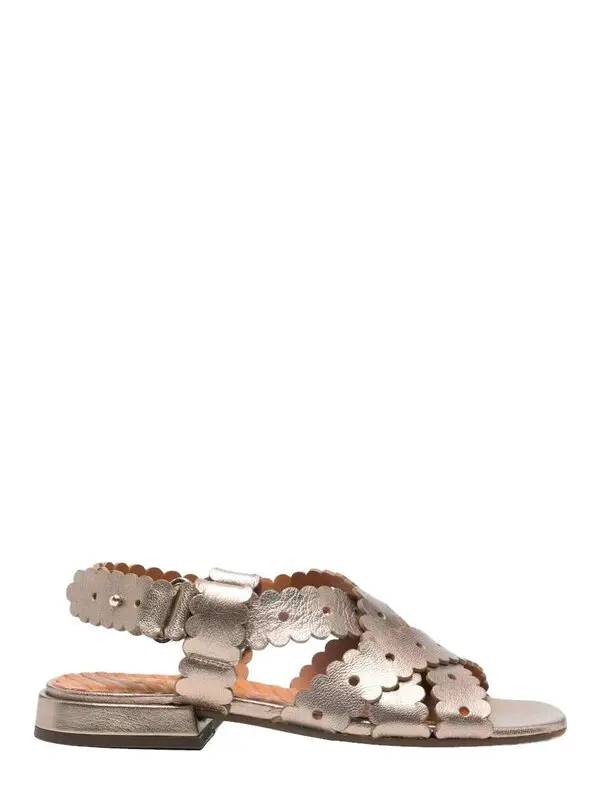 Chie Mihara Scalloped-hem Sandals - Gold
