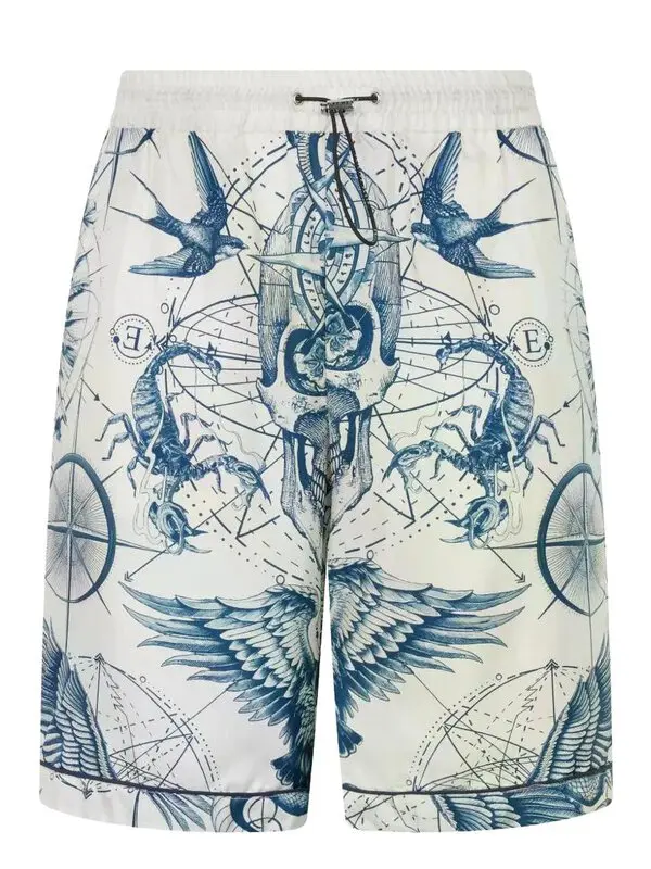 Philipp Plein Printed Silk Shorts - White