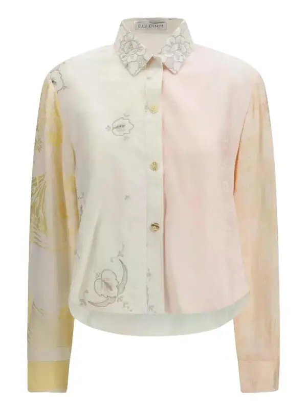 E.L.V. DENIM Emilie Floral Collar Shirt - Neutrals