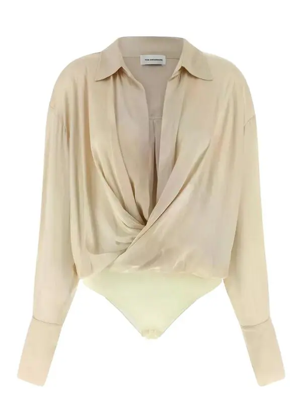 Andamane Draped Long-sleeve Bodysuit - Neutrals